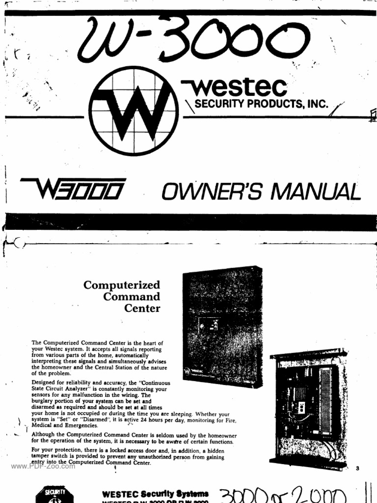 Westec Security - W3000 User Manual | PDF | Security Alarm | Computer Terminal