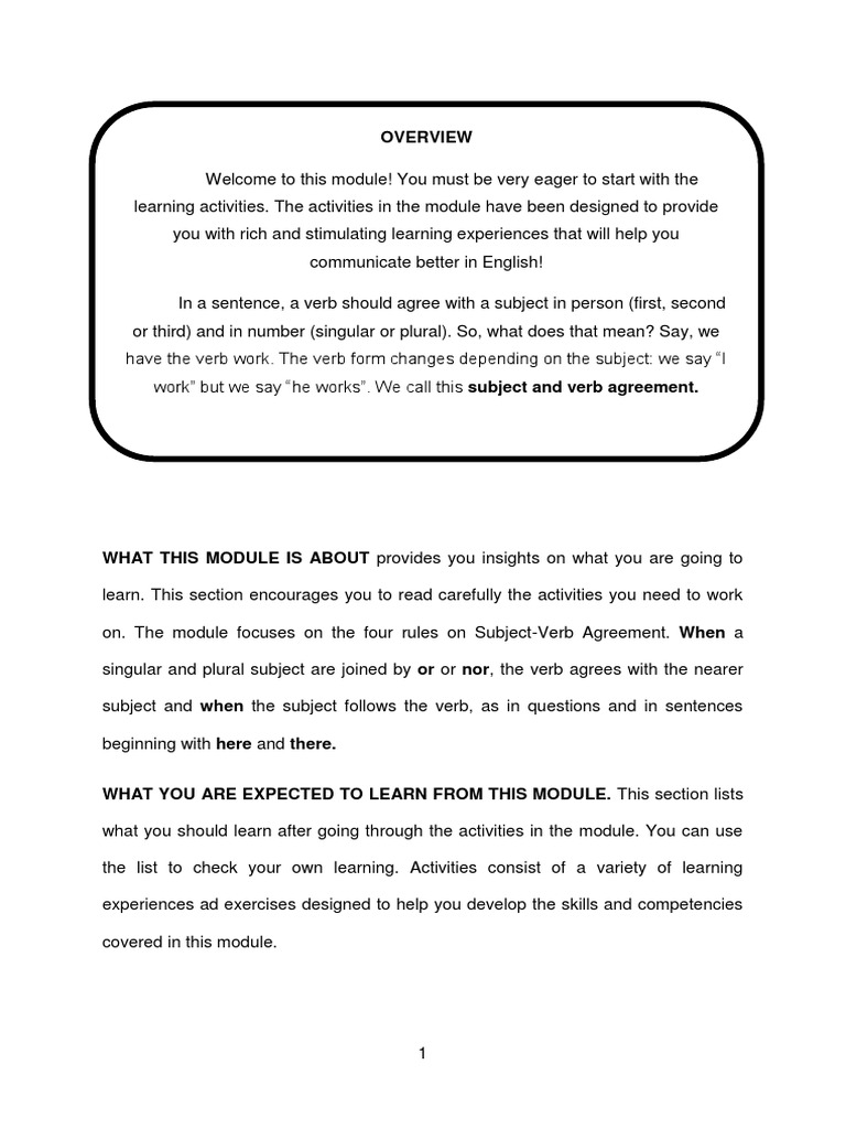 Learner's Module in English | PDF | Subject (Grammar) | Verb