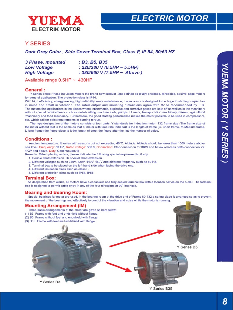YUEMA Motor Spec | PDF | Electric Motor | Electric Power