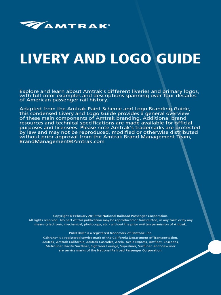 Amtrak Livery and Logo Guide 2-8-19 | PDF | Rolling Stock | Rail Transport