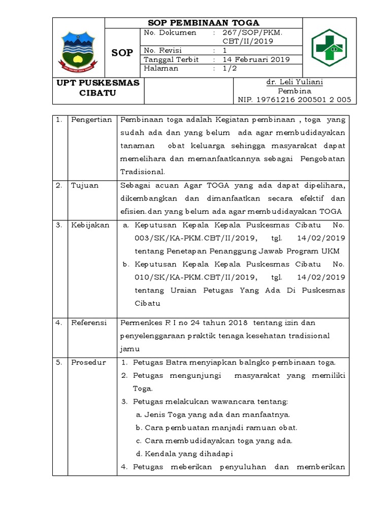 12 Sop Pembinaan Toga | PDF