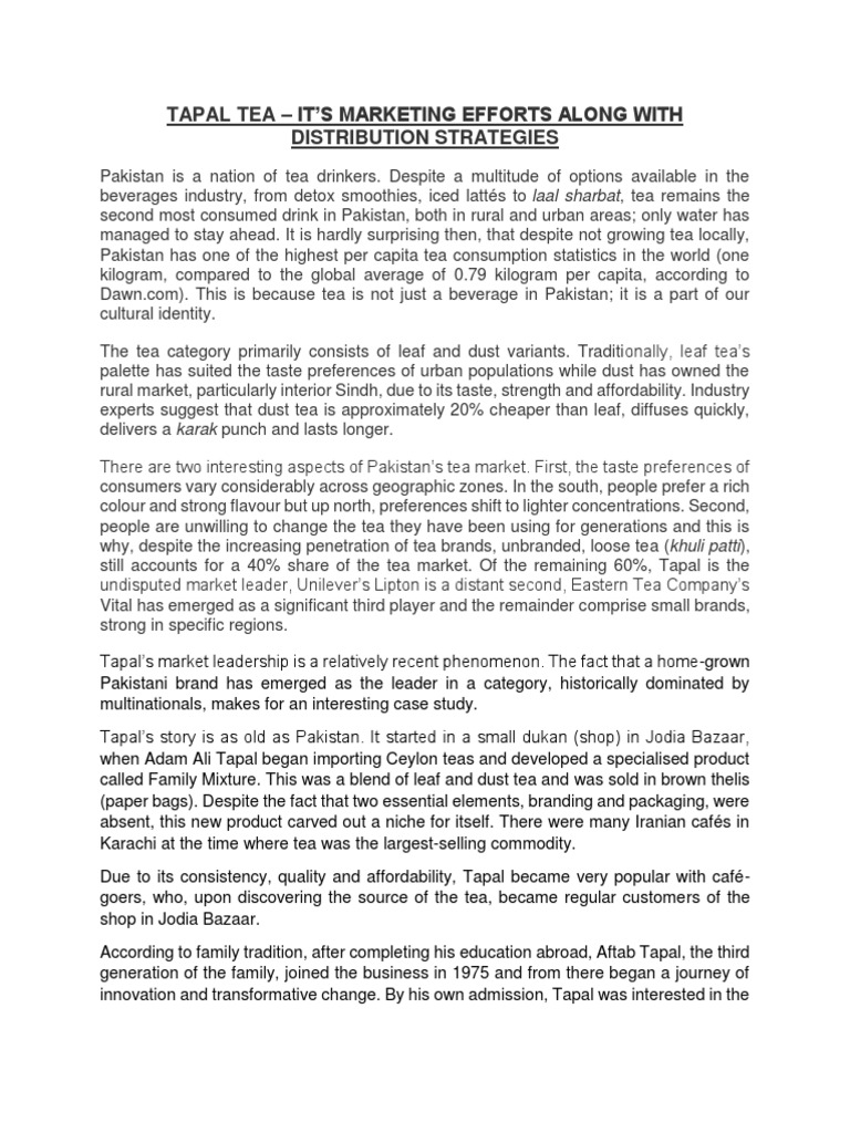 Tapal Tea Case Study | PDF | Tea | Brand