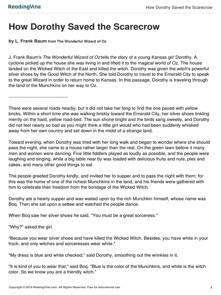 How Dorothy Saved The Scarecrow | PDF | Dorothy Gale | The Wonderful ...