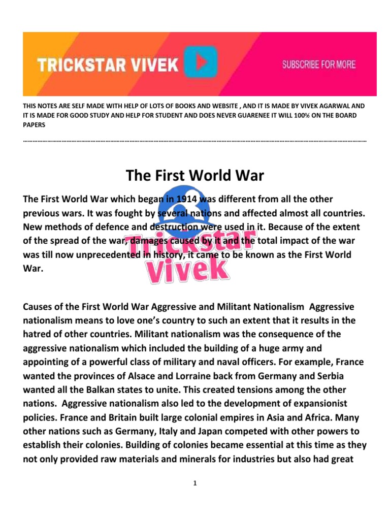 WWI Study Guide for Students | PDF | Allies Of World War I | World War II