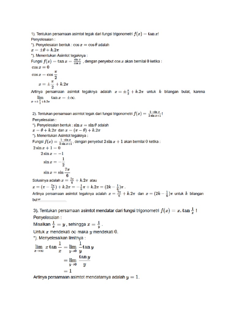 Asimtot Fungsi Trigonometri | PDF