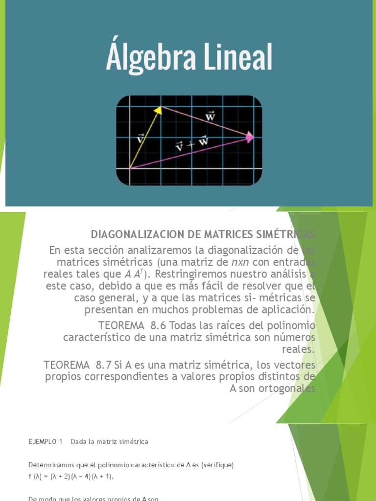 Algebra Lineal-Diagonalizacion de Matrices | Descargar gratis PDF | Valores propios y vectores ...