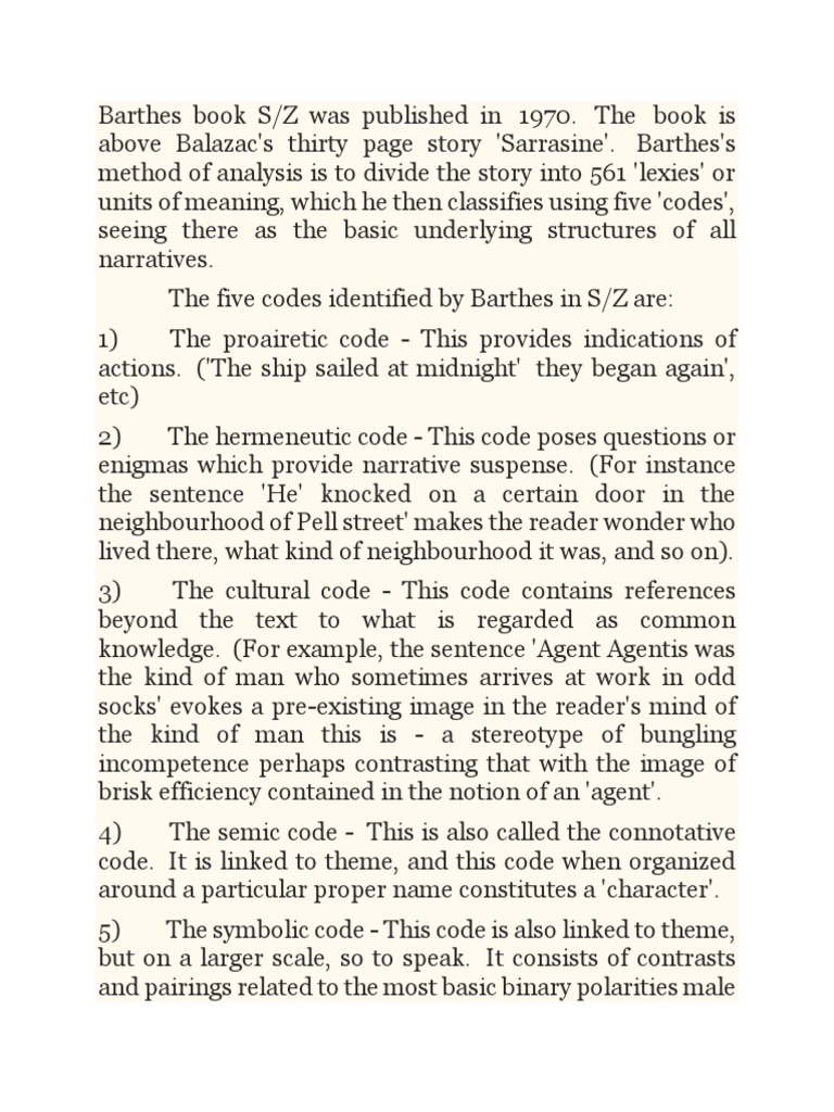 Barthes Code Examples | PDF