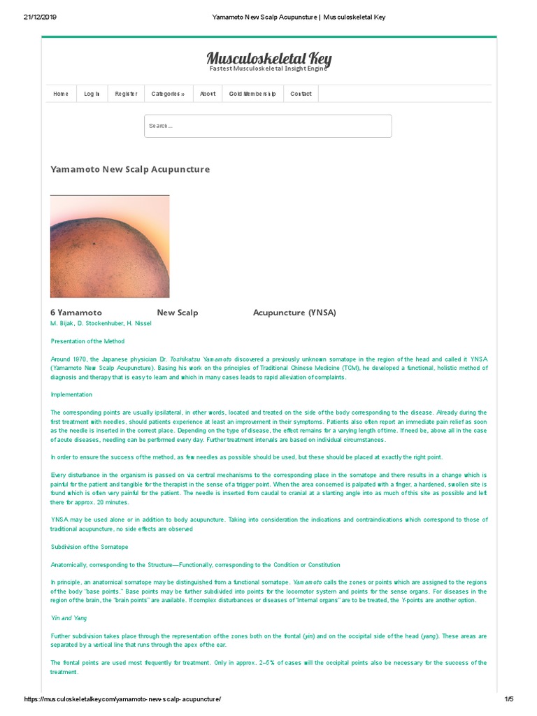 Yamamoto New Scalp Acupuncture | Fast Musculoskeletal Relief | PDF ...