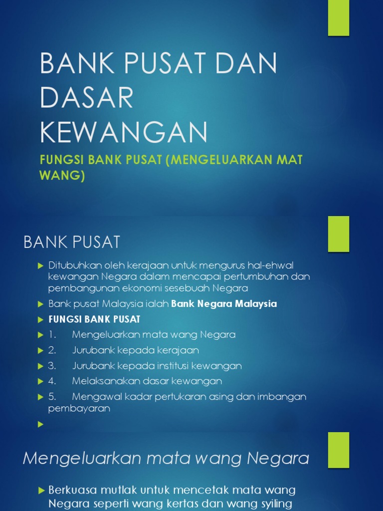 Bank Pusat Dan Dasar Kewangan | PDF