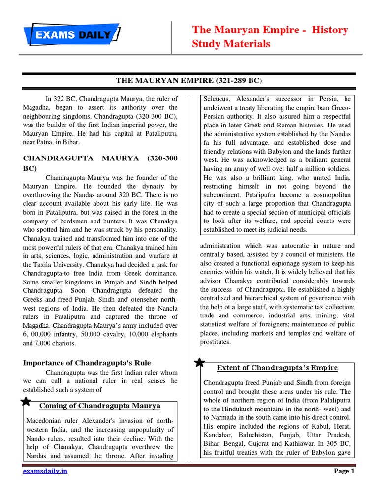 Mauryan Empire History Study Materials PDF | PDF | Ashoka | Religion ...