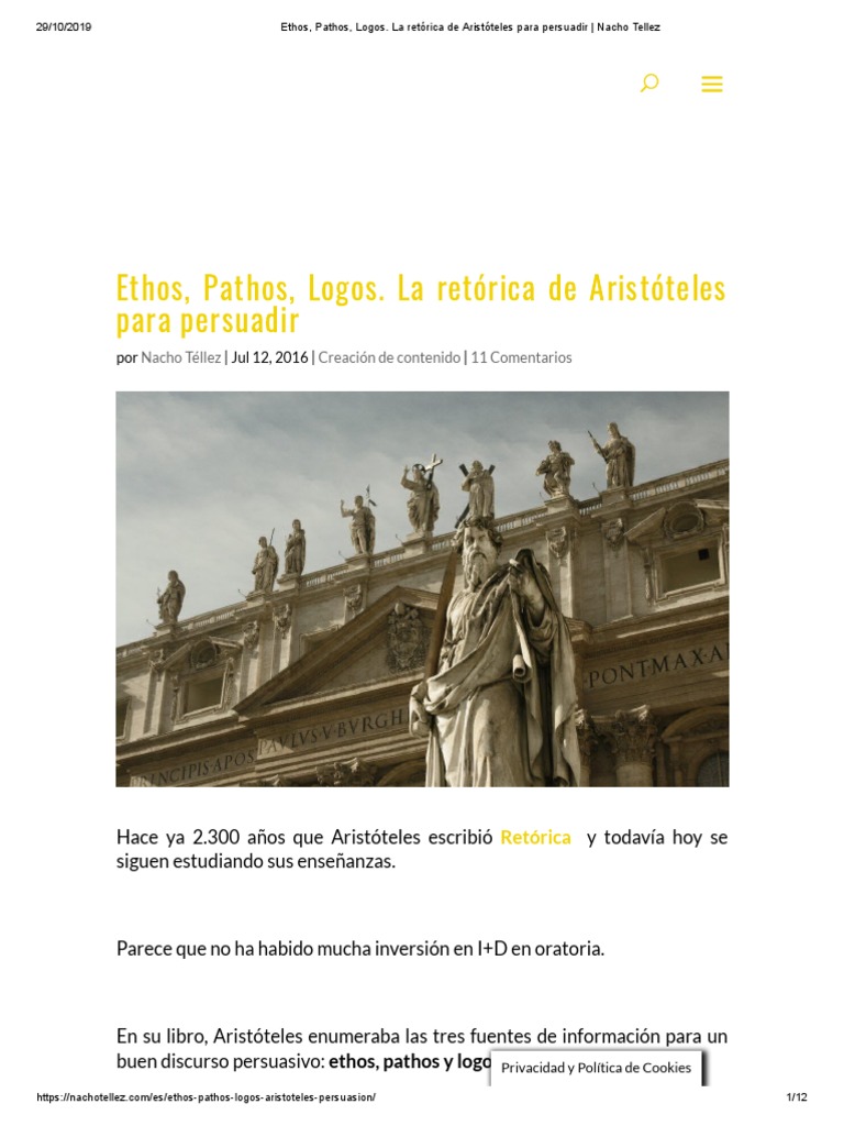 Ethos Pathos Logos La Retórica De Aristóteles Para Persuadir Nacho