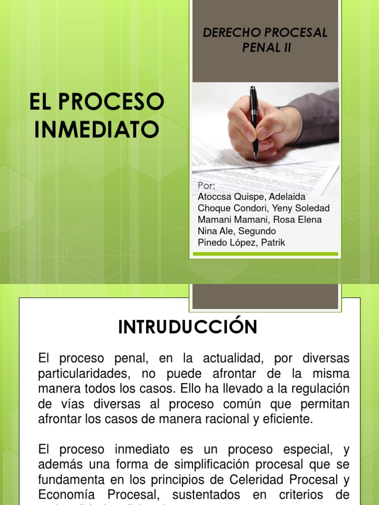 El Proceso Inmediato | PDF | Derecho penal | Ley procesal