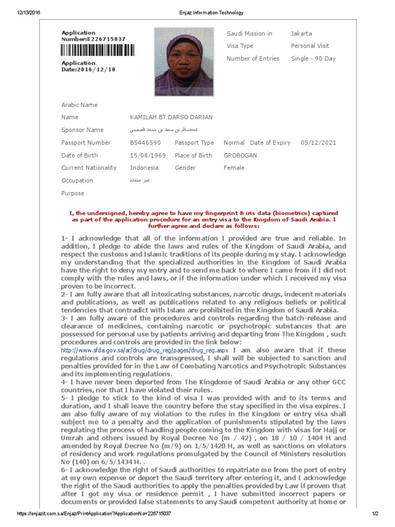 Enjaz Visa Agreement for Saudi Arabia | PDF | Travel Visa | Saudi Arabia