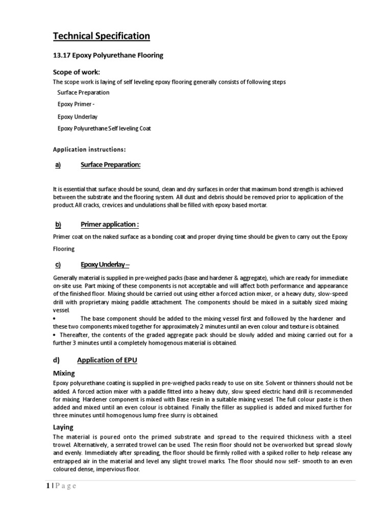 2945 - 002 - Technical Specification - Epoxy Flooring PDF | PDF | Epoxy ...