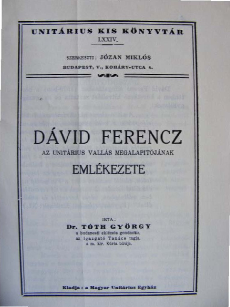 Dávid Ferenc Emlékezete | PDF