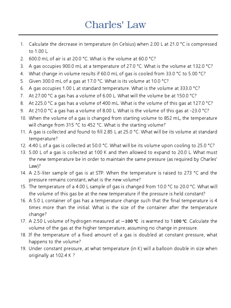 14.4 - Charle's Law Practice Problems (Guj) | PDF