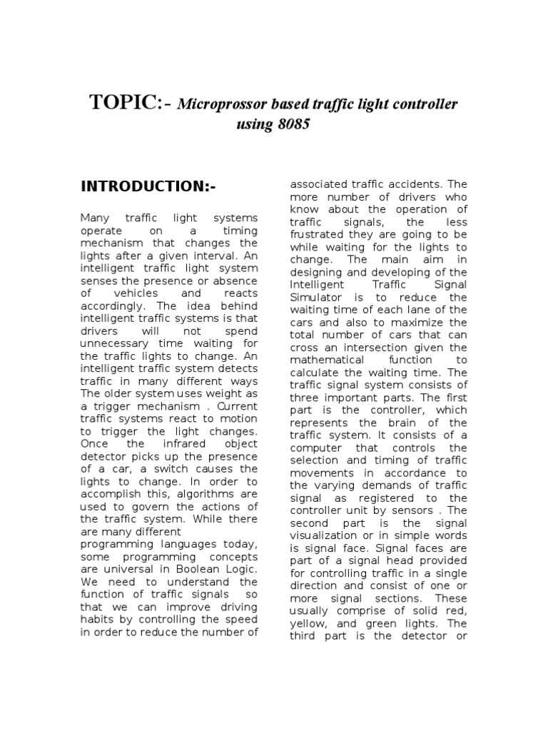 8085 Traffic Light Controller Guide | PDF | Traffic | Traffic Light