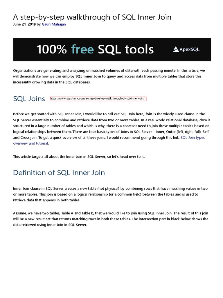 A Step-By-Step Walkthrough of SQL Inner Join | PDF | Information ...