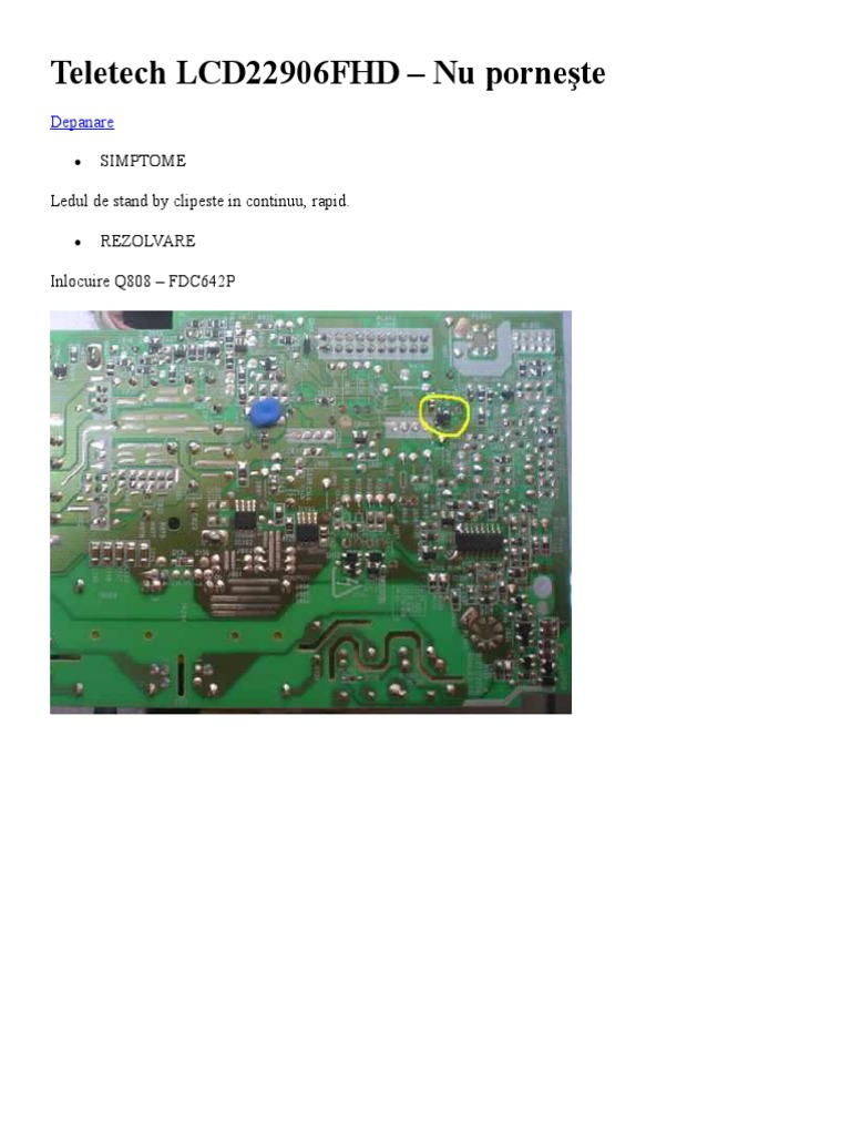 Teletech LCD22906FHD - Nu Porneşte | PDF