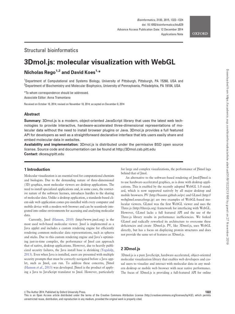 3dmol - Js - Molecular Visualization With WebGL | PDF | Web Gl | Java Script