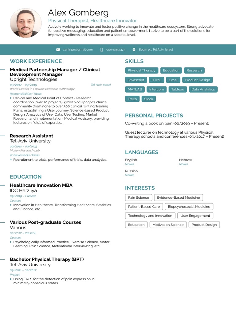 Alex CV | PDF | Physical Therapy | Health Care