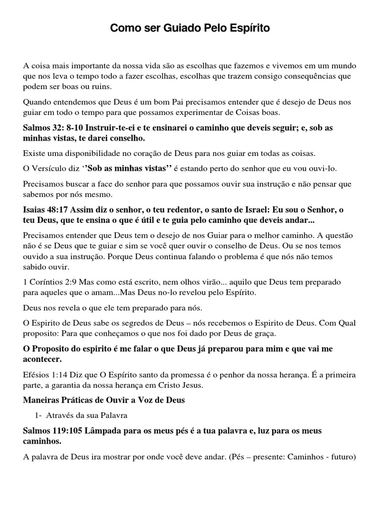 Como Ser Guiado Pelo Espírito | PDF | Espírito Santo (religião) | Deus