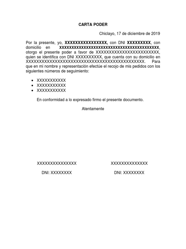 Carta Poder - Plantilla | PDF