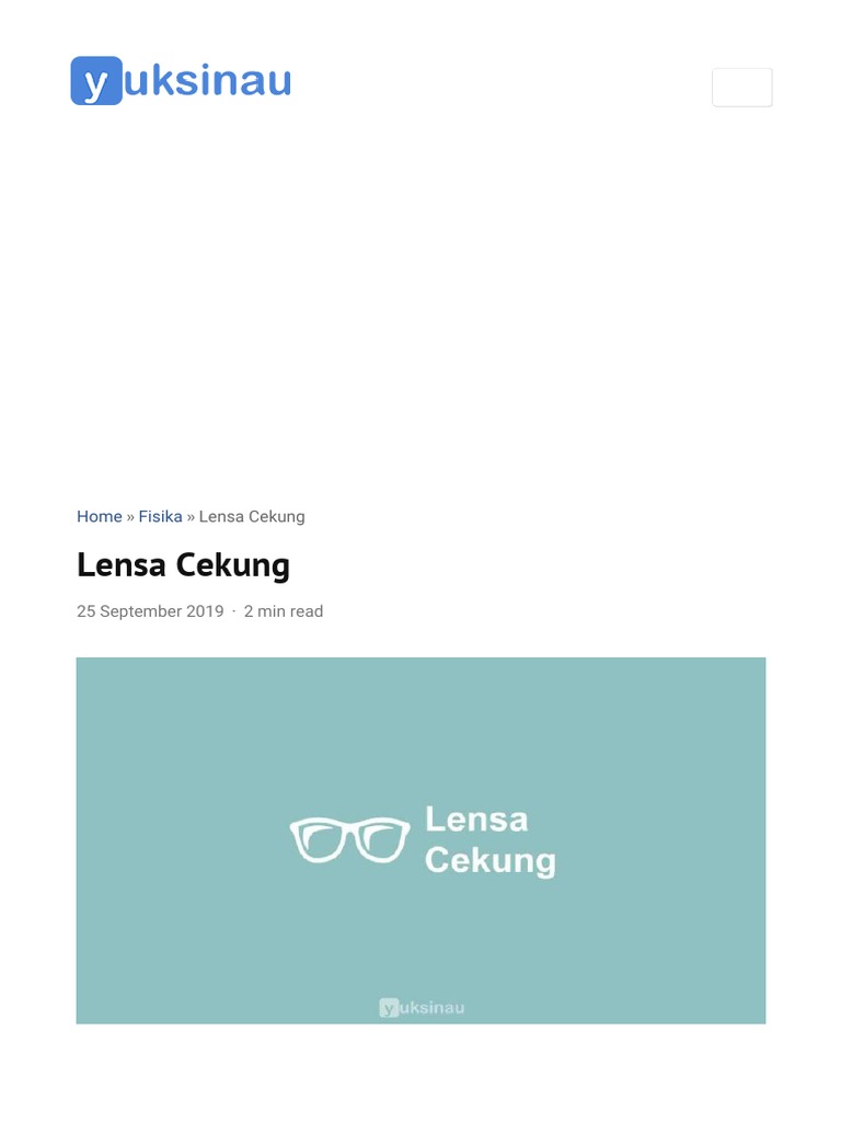 Lensa Cekung Sifat, Rumus, Sinar Istimewa, Contoh | PDF