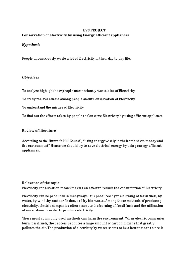 Project 5 - Conservation of Electricity by Using Energy Efficient ...