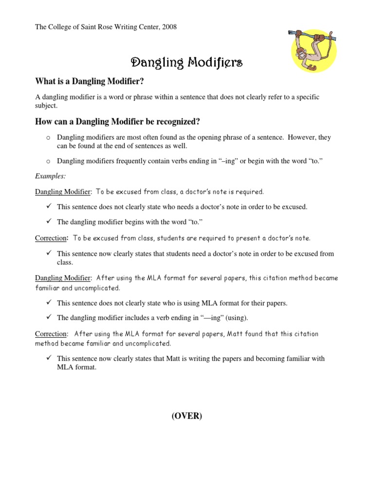 Dangling Modifiers | PDF | Sentence (Linguistics) | Phrase