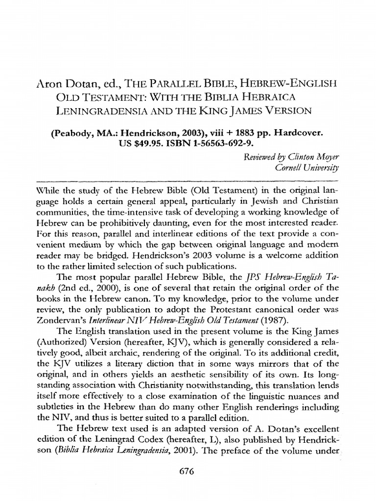 Aron Dotan Ed. The Parallel Bible Hebrew PDF | PDF | King James Version ...