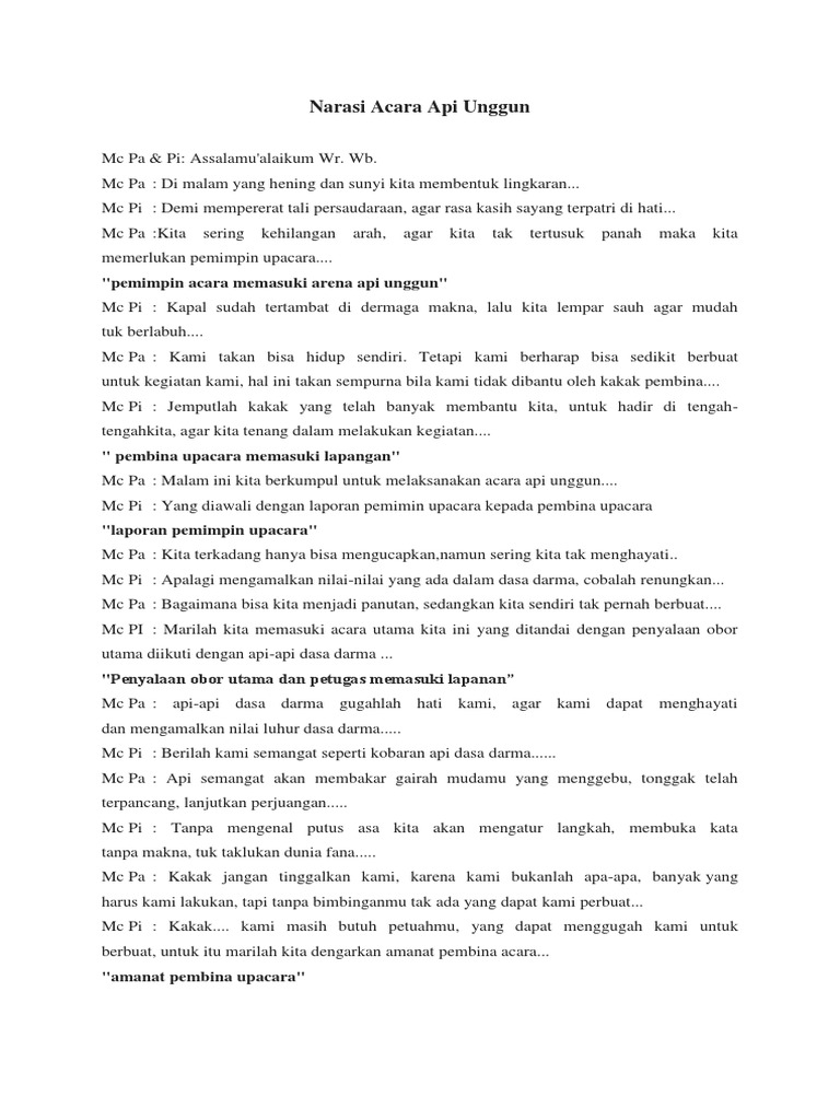 Narasi Upacara Api Unggun Pramuka | PDF