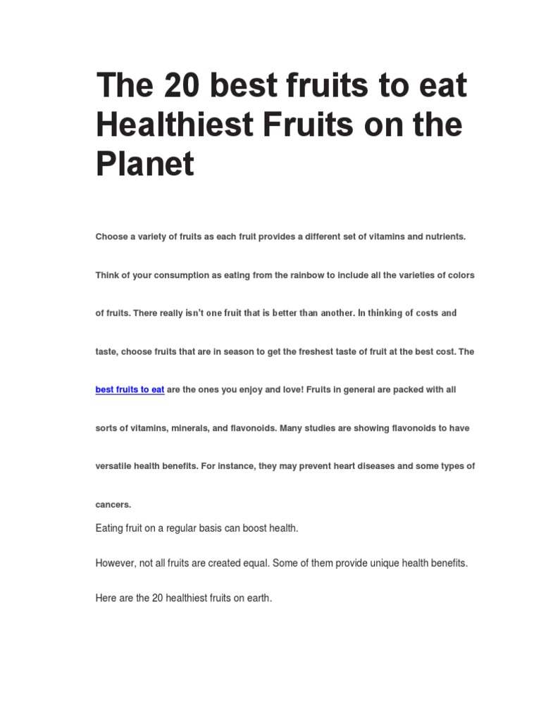 Top 20 Healthiest Fruits to Eat | PDF | Dietary Fiber | Diet & Nutrition