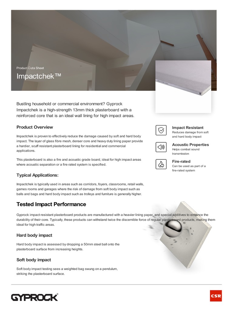 Plasterboard Impactchek | PDF | Drywall | Paper
