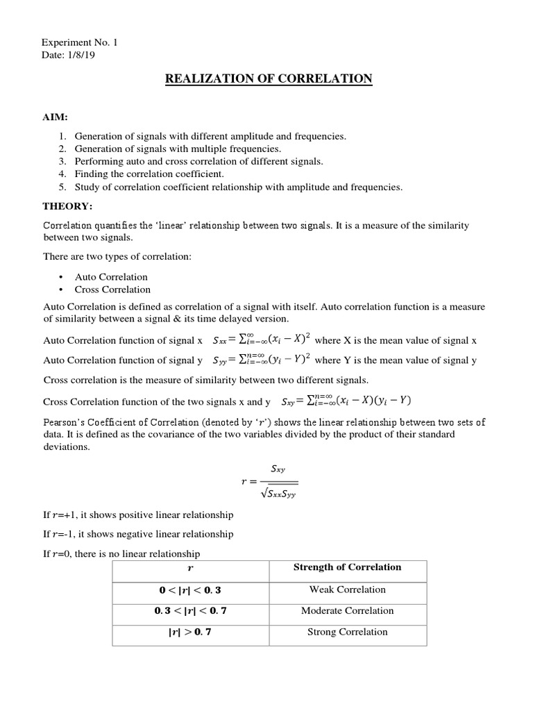 Correlation Analysis of Signals | PDF | Correlation And Dependence | Multivariate Statistics