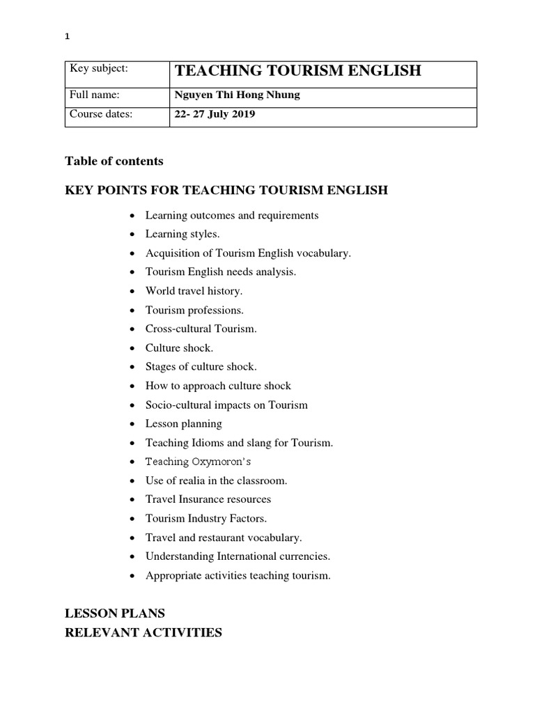SAMPLE - Teaching Tourism English PDF | PDF | Exchange Rate | Tourism