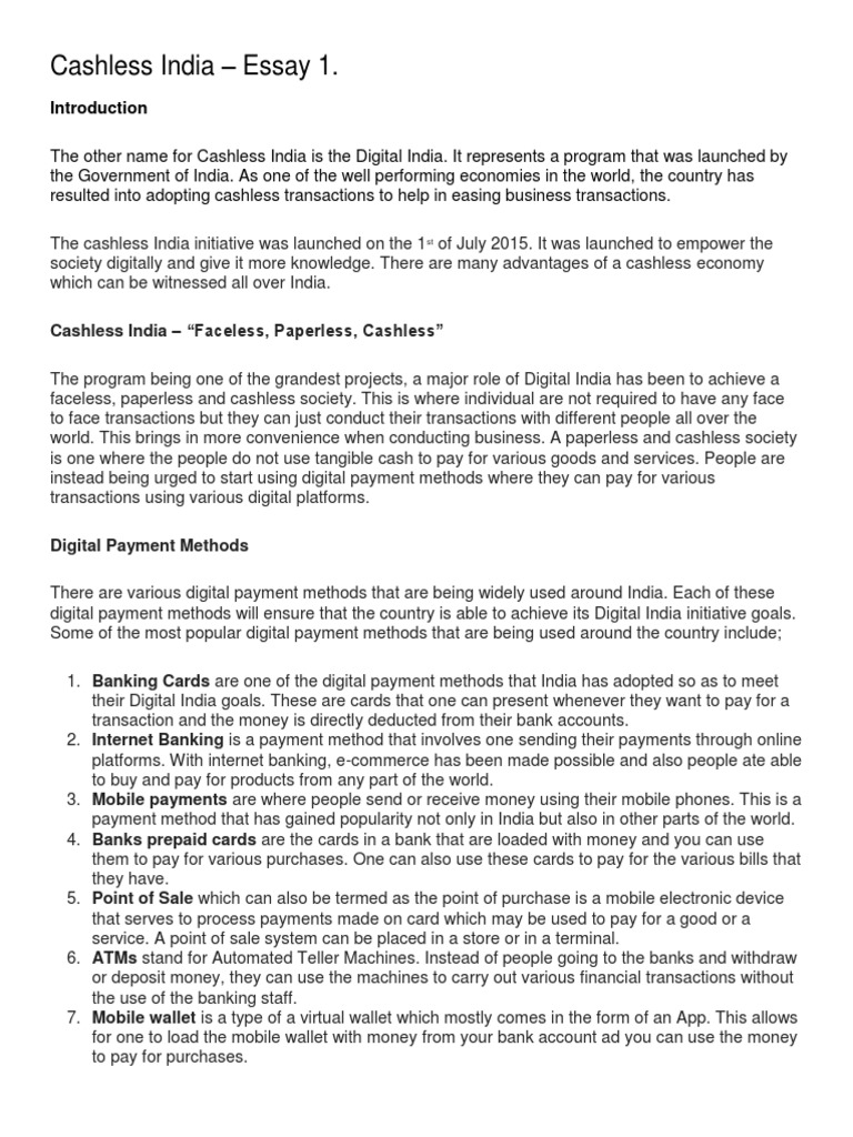 Cashless India | PDF | Banks | Money