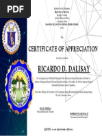 Certificate of Appreciation-Panelist | PDF | Wellness