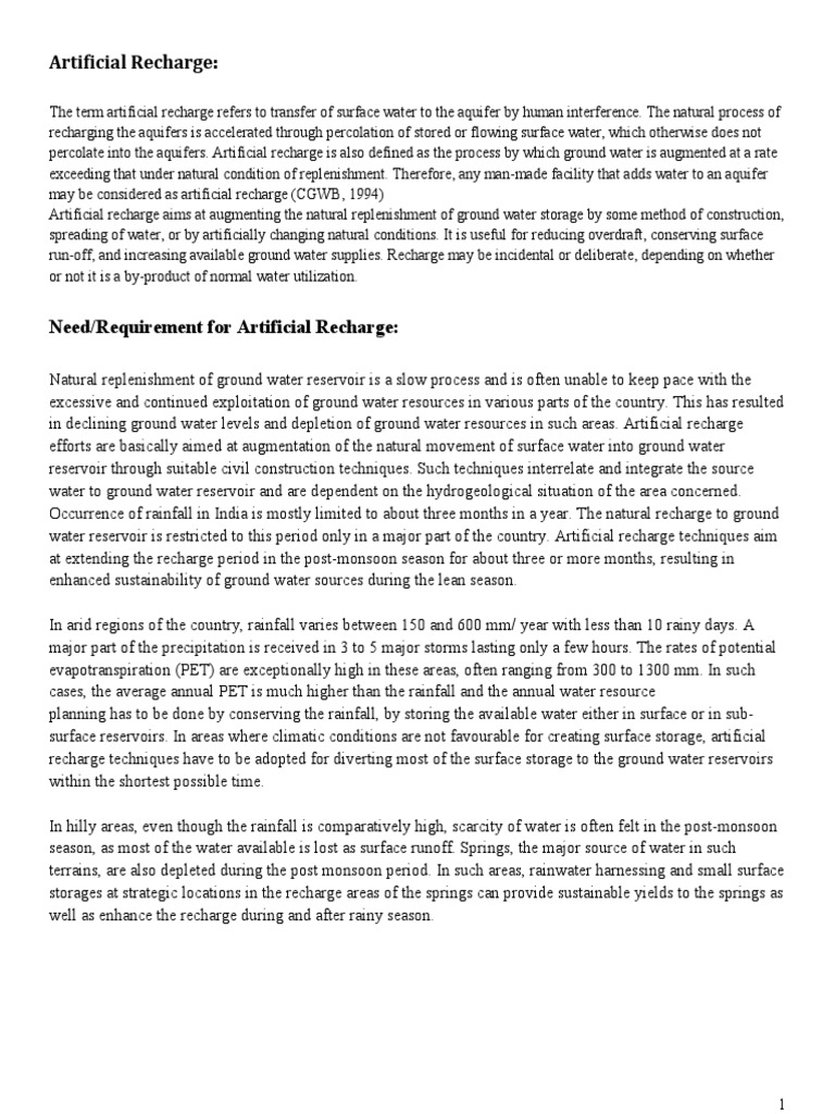 Ditch and Furrow Techniques for Groundwater Recharge | PDF | Aquifer ...