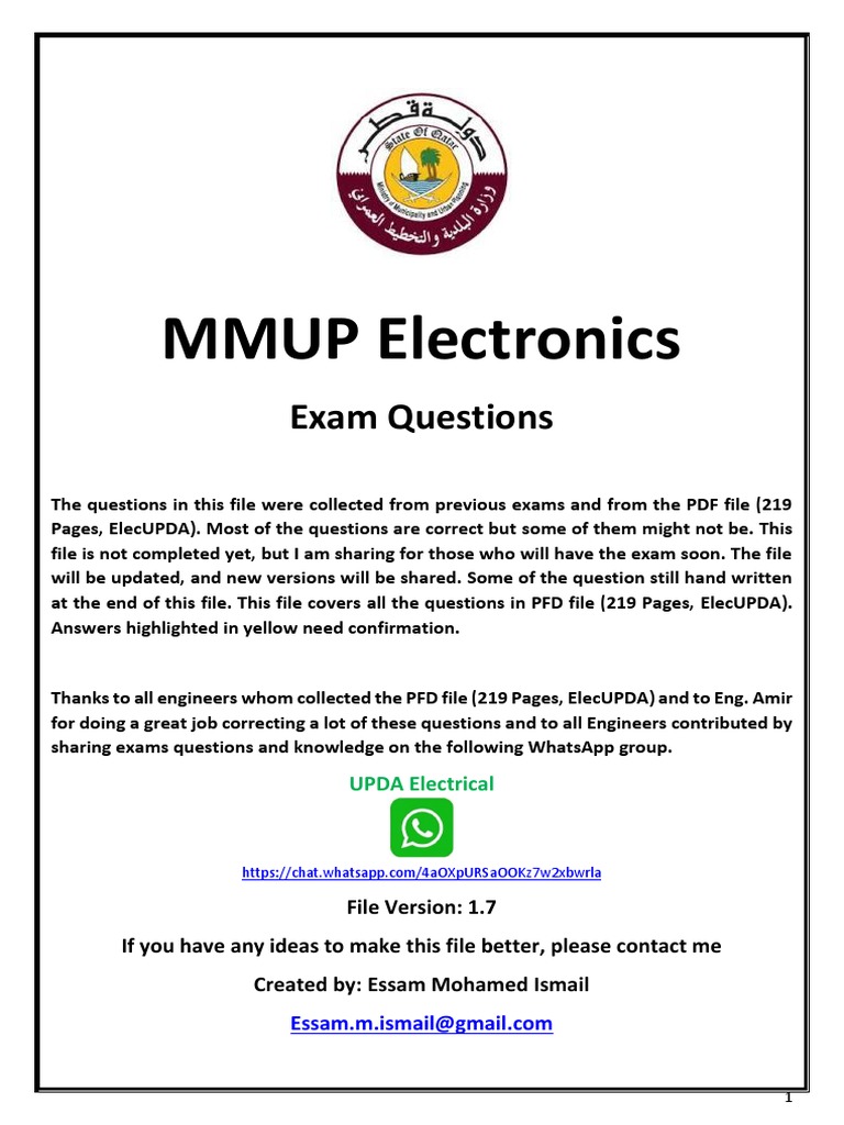 MMUP Electronics V1.7 - With Answers | PDF | Bipolar Junction ...