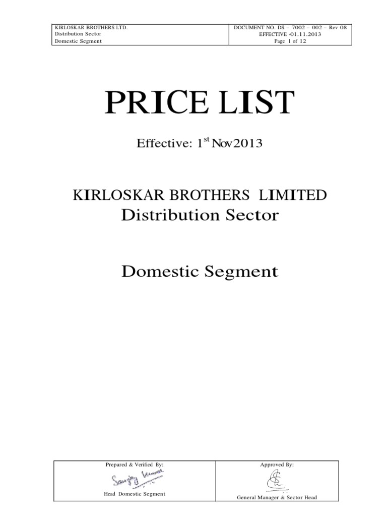 Domestic Segment Revised Price List PDF | PDF | Taxes | Nature