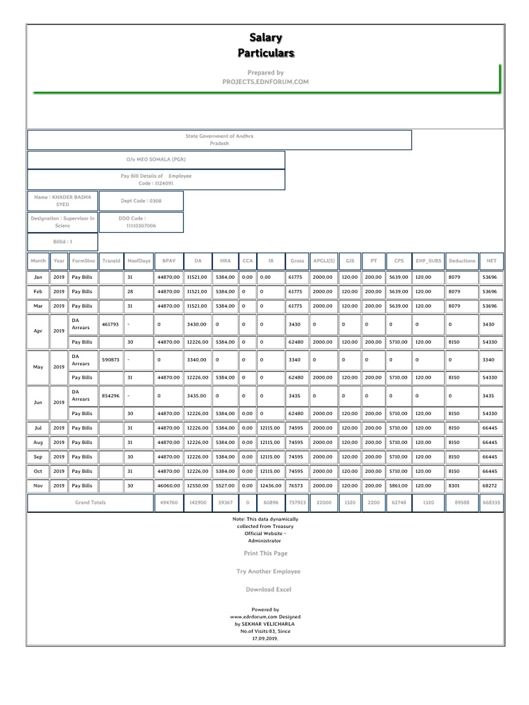 Employee Salary Pay Details | PDF | Business