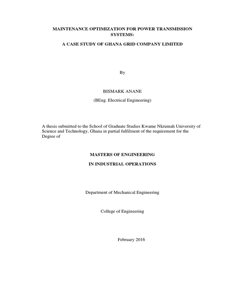 MENG THESIS-BISMARK ANANE - Master File PDF | PDF | Reliability Engineering | Electric Power ...