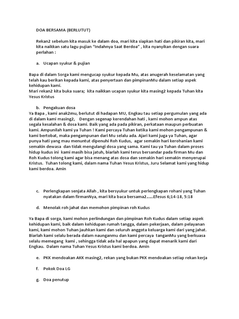 Doa Berlutut Pertemuan PKK | PDF