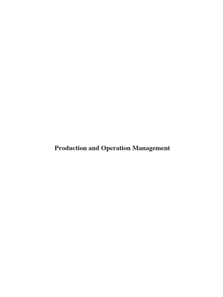 Production and Operation Management | PDF