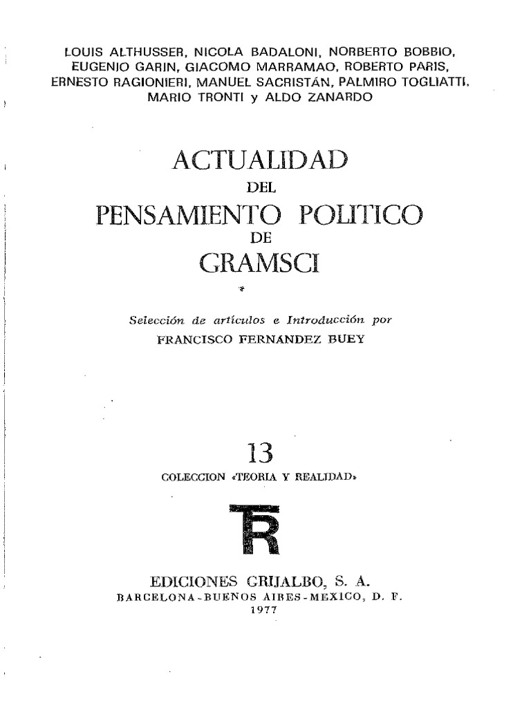 Althusser Et Al. (1977) - Actualidad Del Pensamiento Politico de Gramsci. Selección de Artículos ...