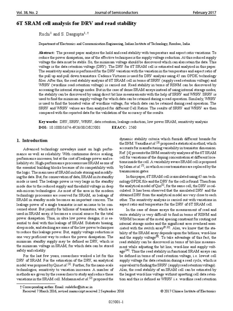 6T SRAM Cell Analysis For DRV and Read Stability | PDF | Electrical ...
