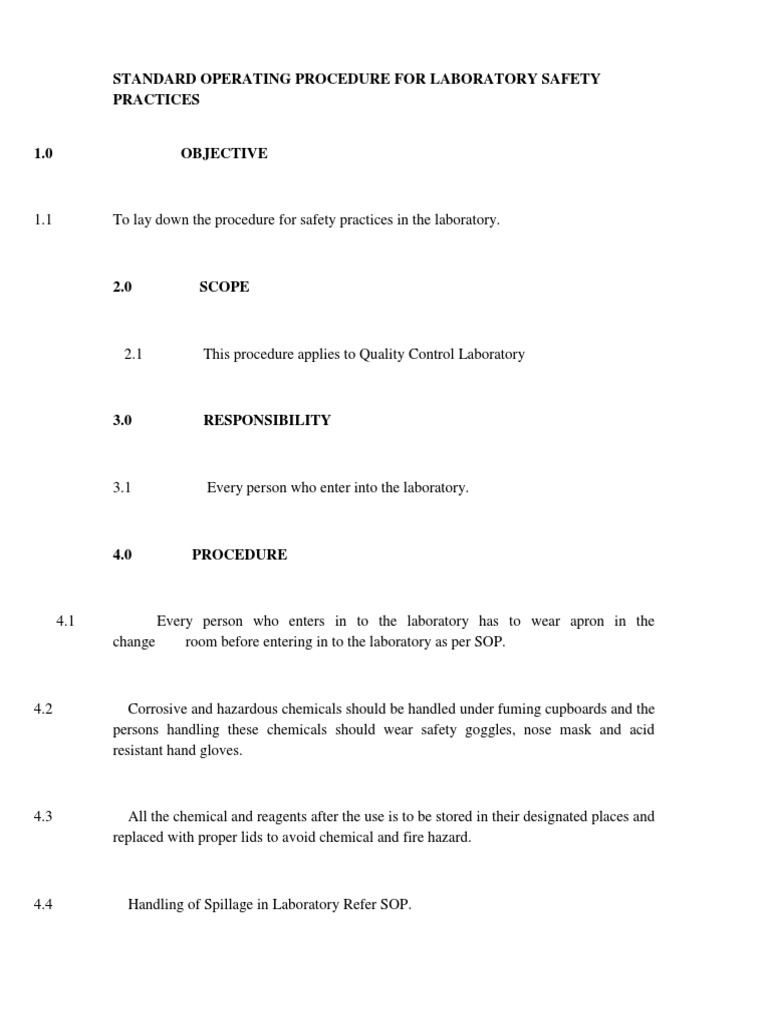 Sop of GLP Safety | PDF