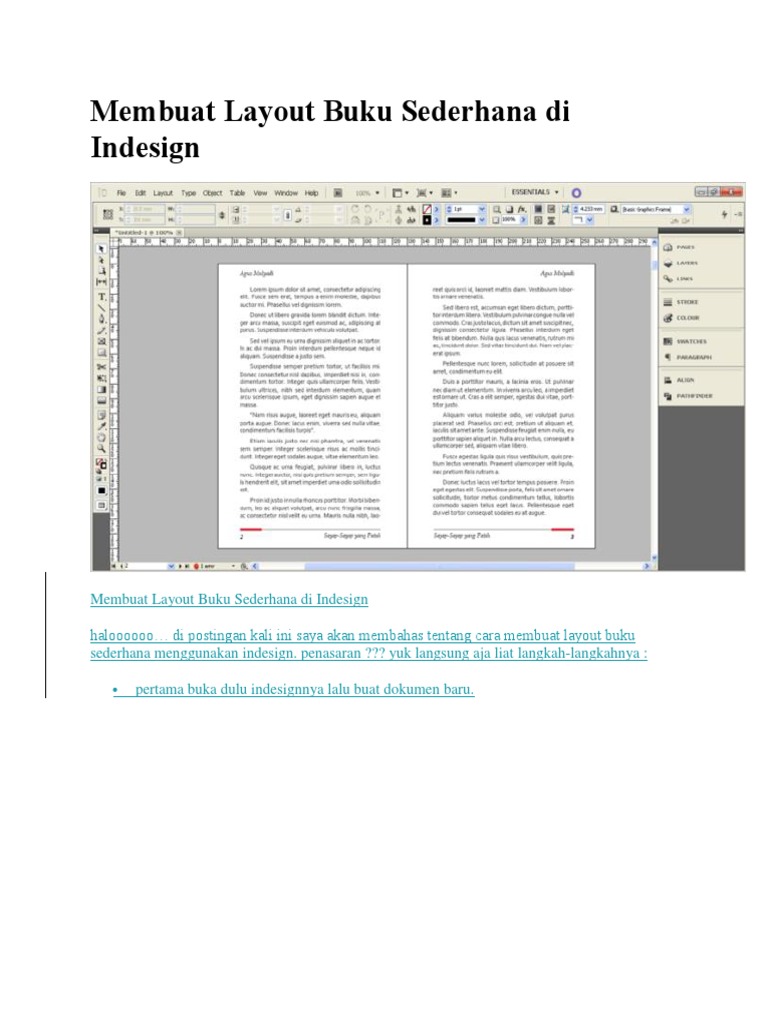 Membuat Layout Buku Sederhana Di Indesign | PDF