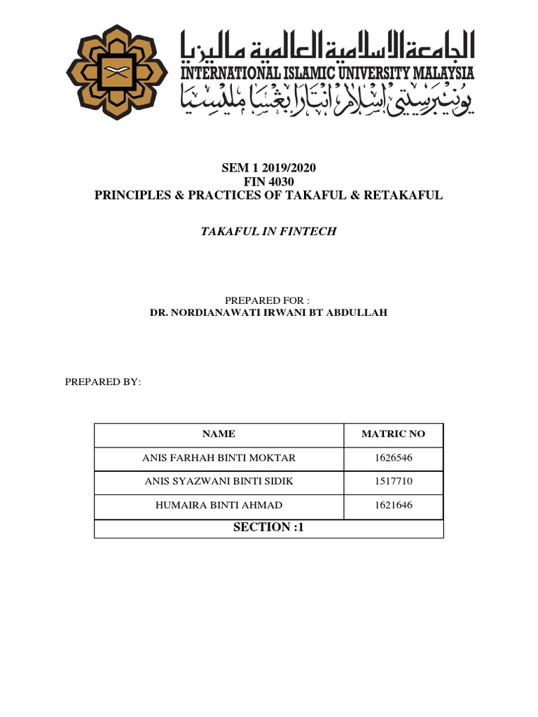 Takaful in Fintech | PDF | Financial Technology | Finance & Money ...